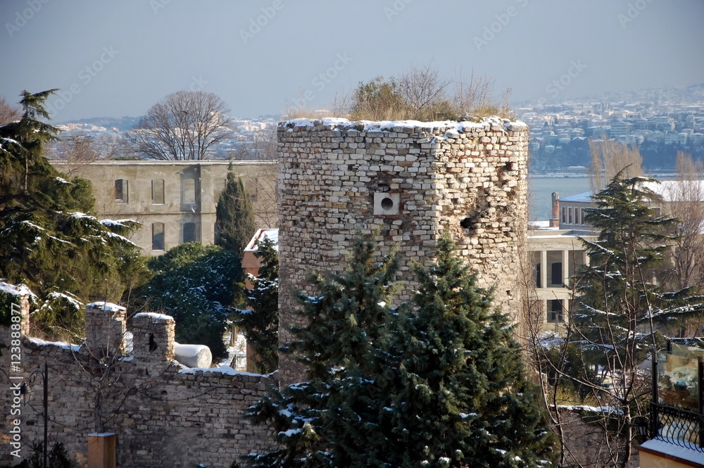 The city walls of Constantinople. Top view of Istanbul, Turkey Stock ...