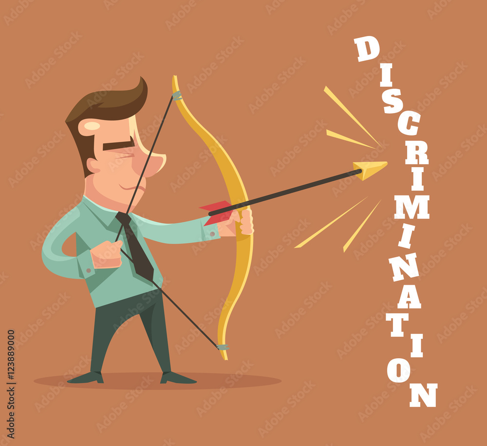 Stop discrimination. Man character broke discrimination word. Vector ...