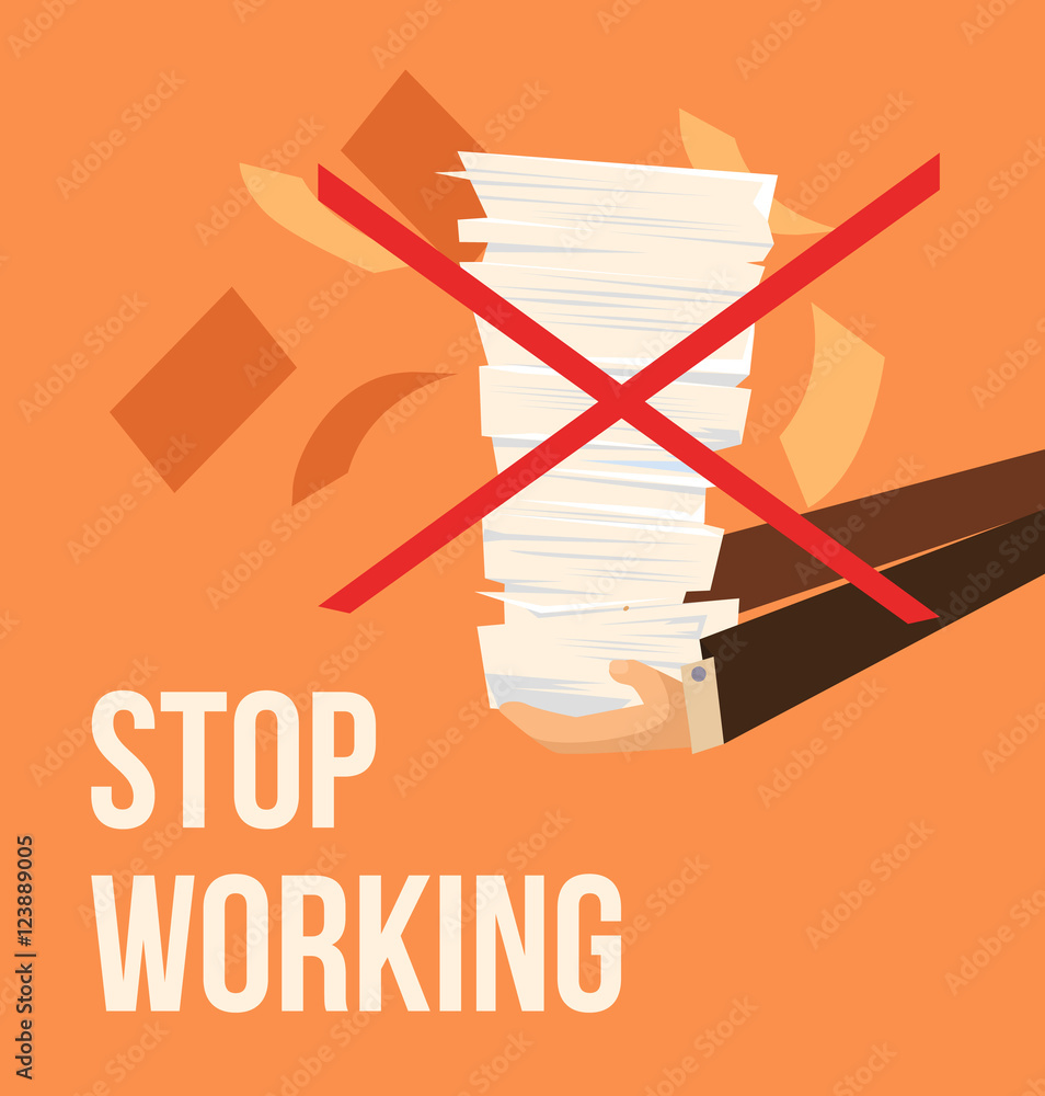 Stop working. Vector flat cartoon illustration Stock Vector | Adobe Stock