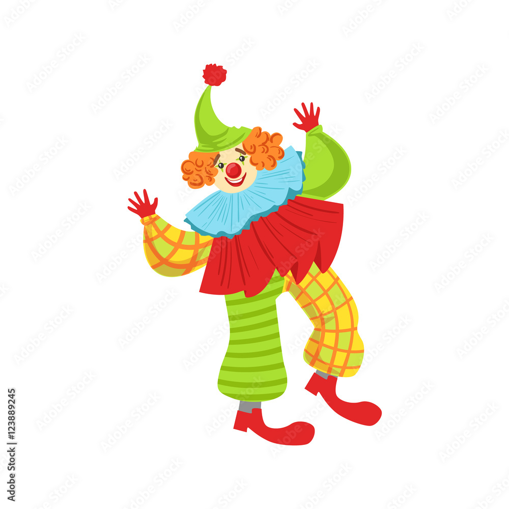 Colorful Friendly Clown In Ruffle To Classic Outfit Stock Vector ...