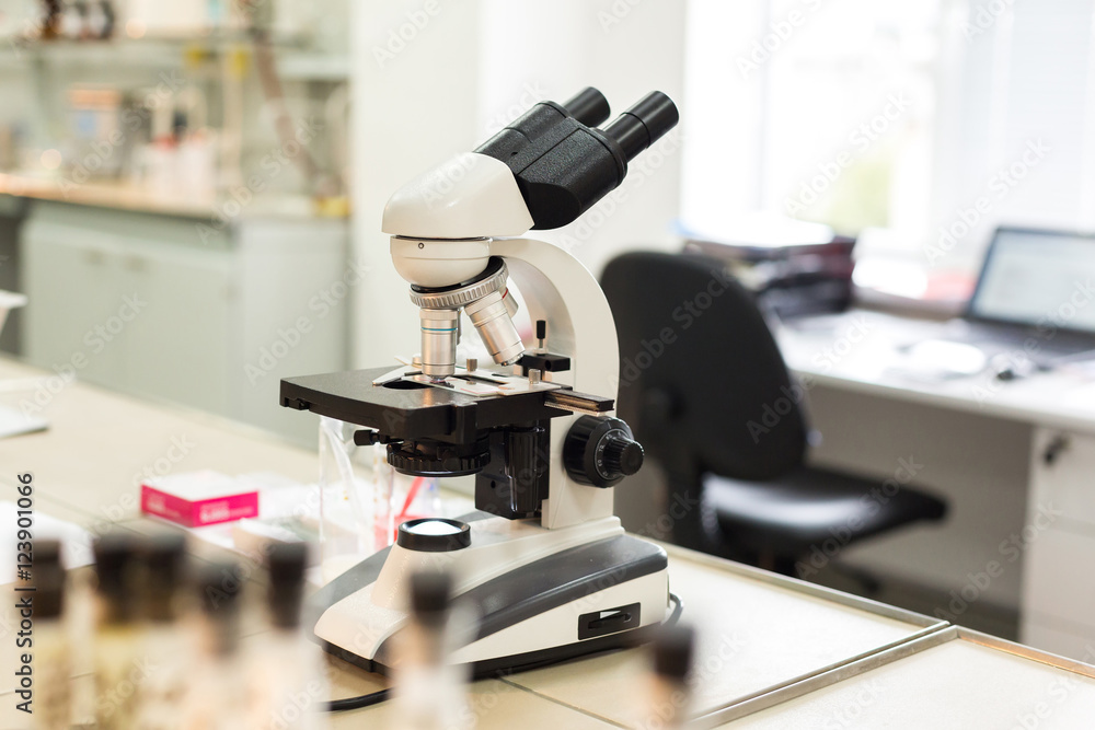 Microscope in the laboratory Stock Photo | Adobe Stock