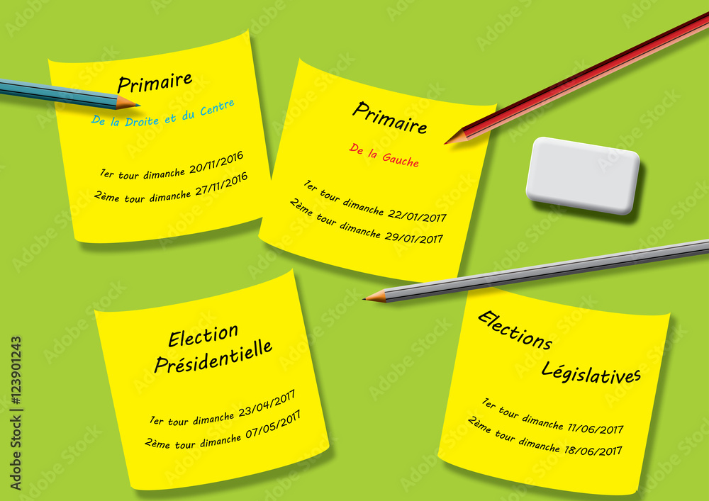 Calendrier des Elections en France sur post-it Stock Illustration ...