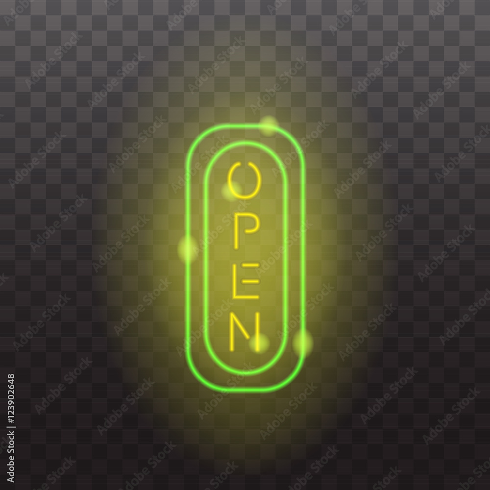 Glowing neon light signs illuminated isolated on transparent background ...