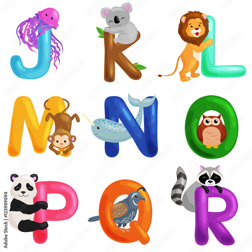 animals alphabet set for kids abc education in preschool. Stock Vector ...