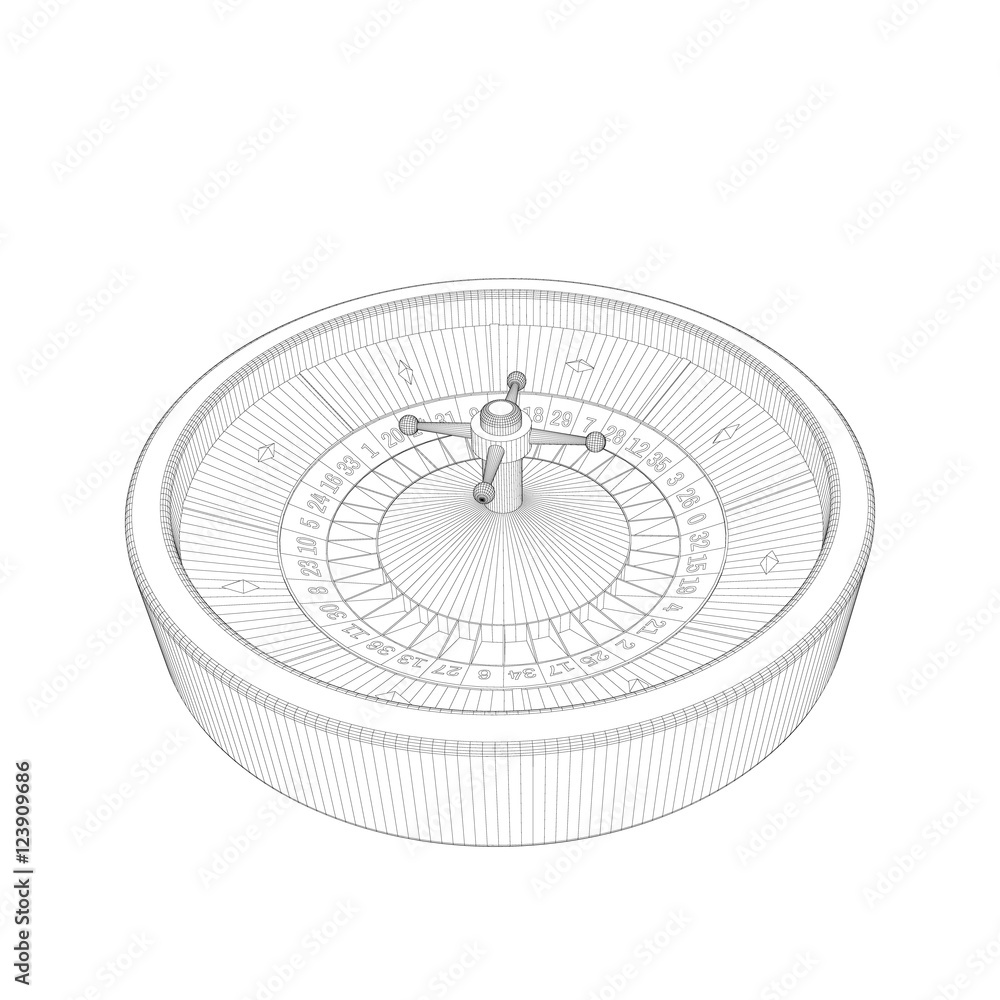 Casino roulette wheel. Vector outline illustration. Stock Vector ...