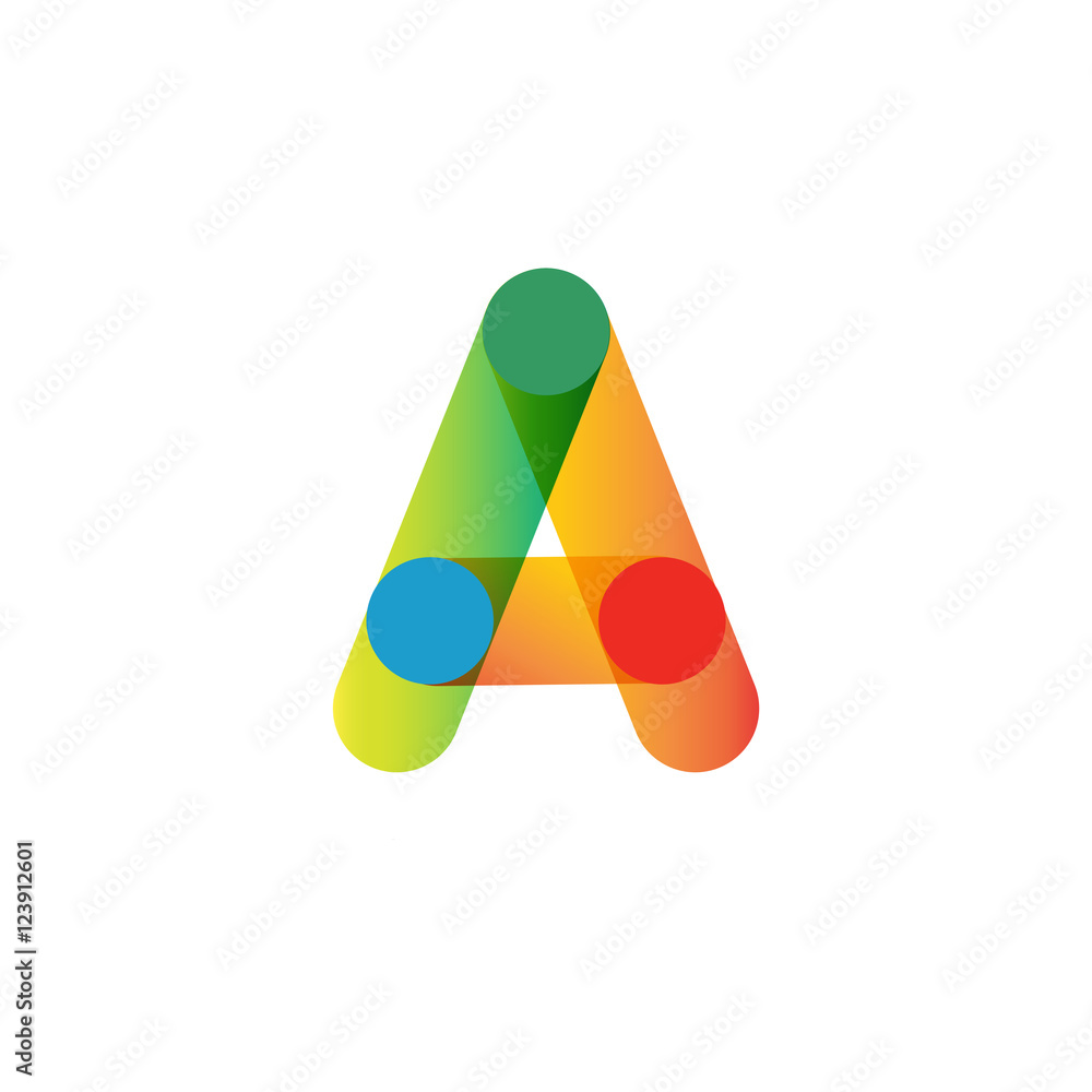 A letter one line colorful logo. Vector design template elements an ...