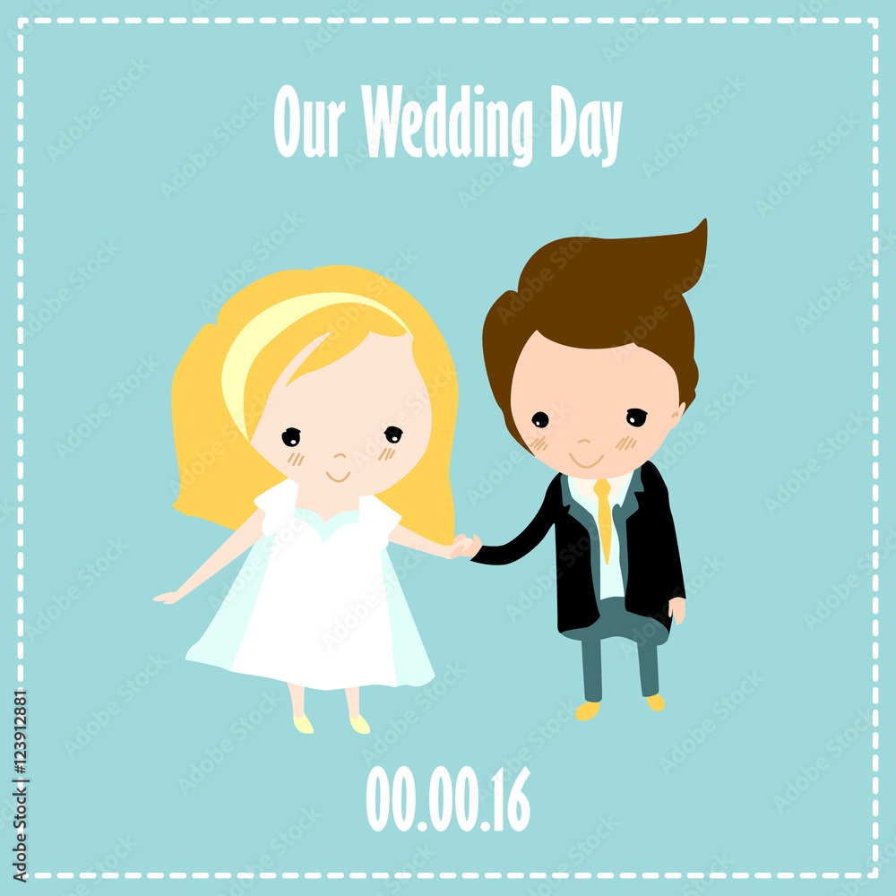 Wedding invitation card. Cartoon characters. Vector Stock Vector ...