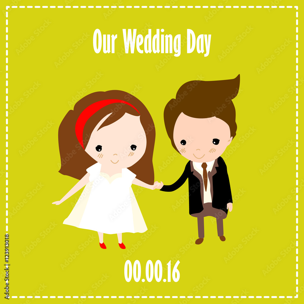 Wedding invitation card. Cartoon characters. Vector Stock Vector ...