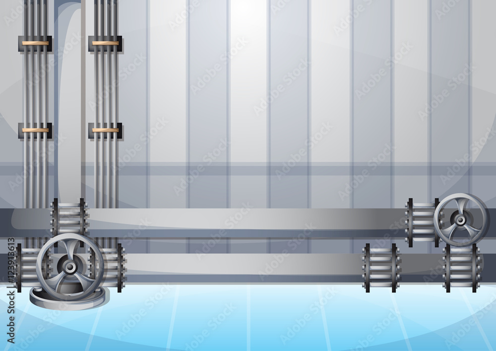 cartoon vector illustration water pipe wall with separated layers in 2d ...