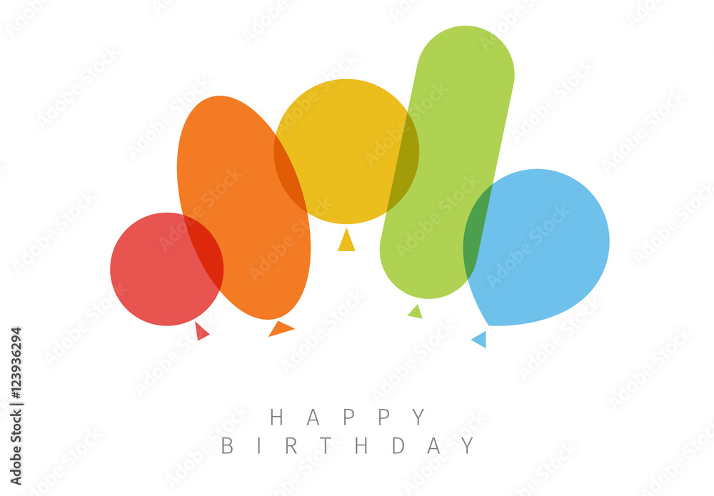 Minimalist Balloons Happy Birthday Card 1 Stock Template | Adobe Stock
