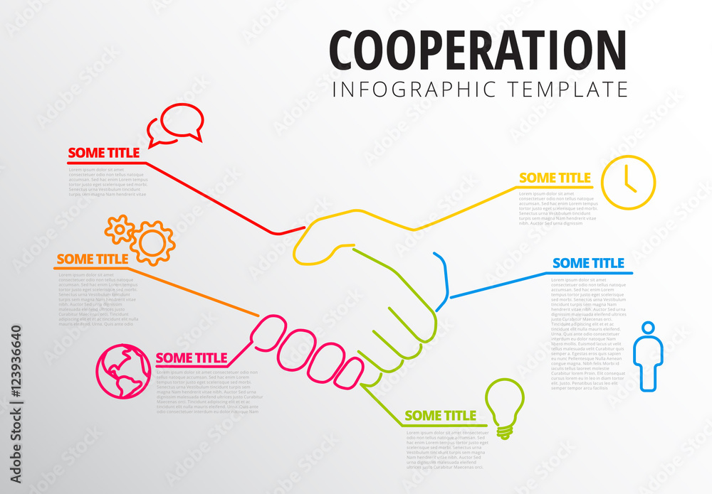 Handshake Element Cooperation infographic Stock Template | Adobe Stock