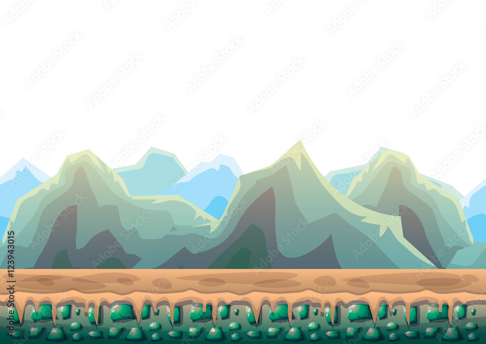 cartoon vector nature landscape background with separated layers for ...