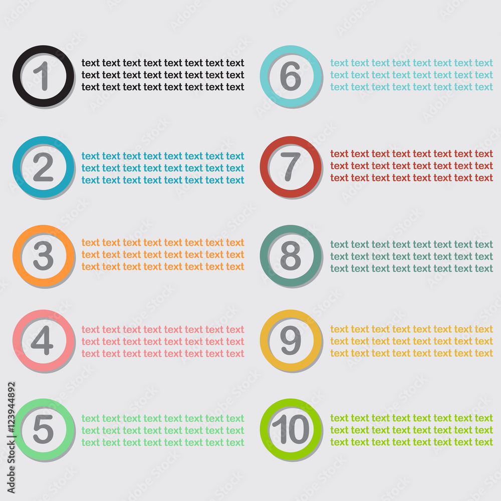 Flat UI design. Step infographic. 10 steps vector illustration Stock ...