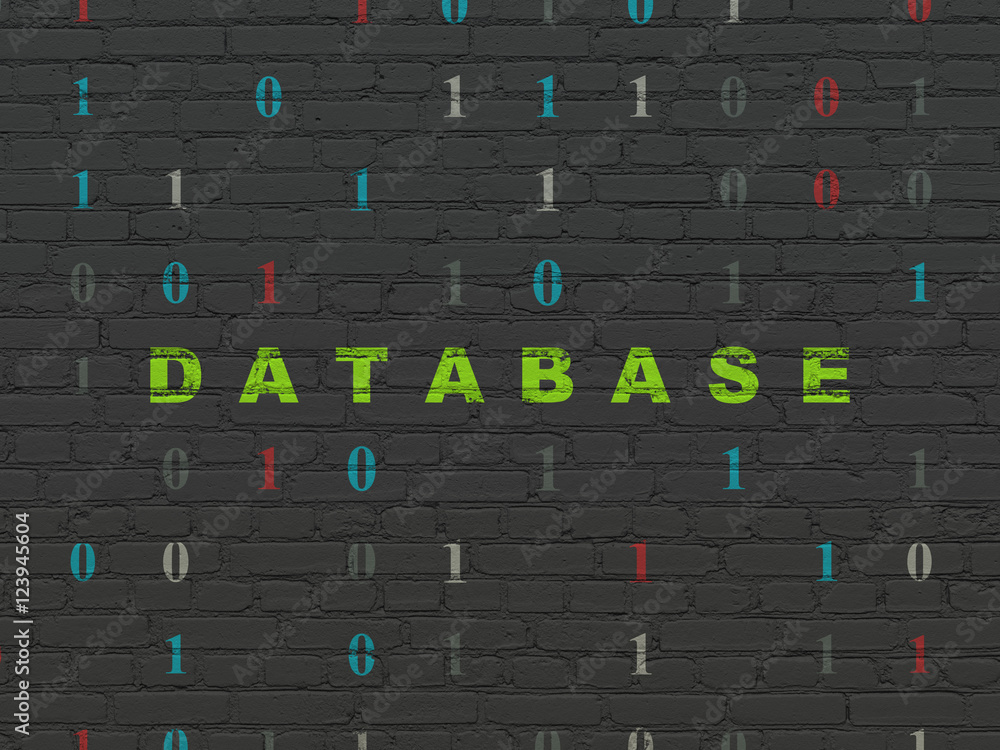 Programming concept: Database on wall background Stock Illustration ...