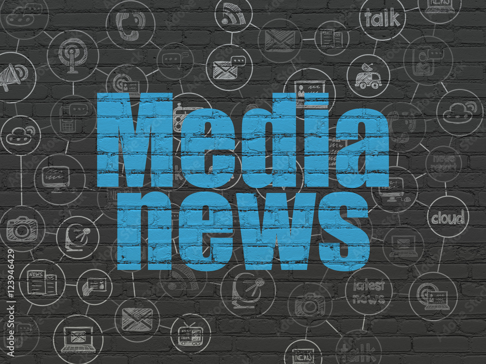 News concept: Media News on wall background Stock Illustration | Adobe ...
