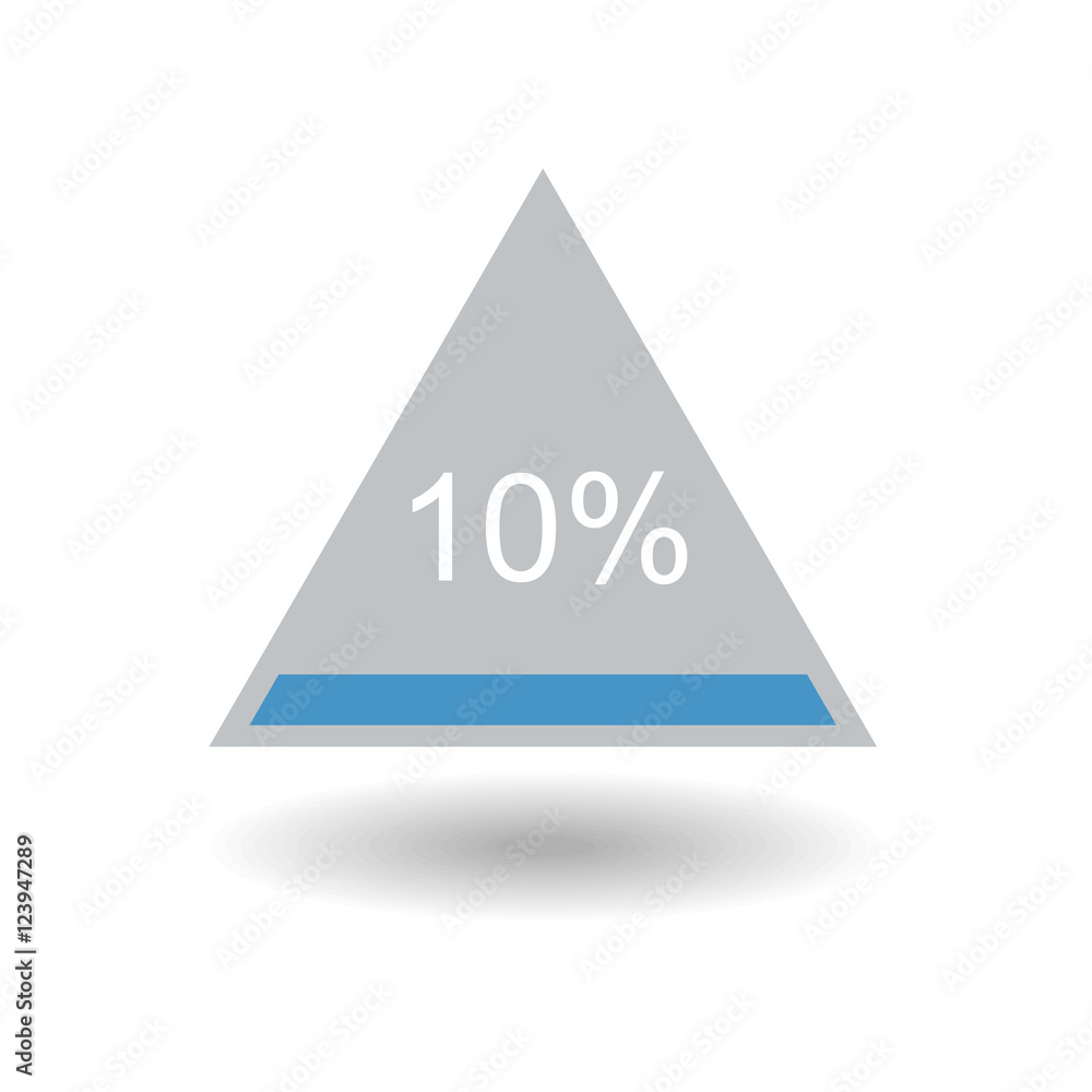 Piramide triangle percentage chart diagram of growth blue. 10% 10 % ...