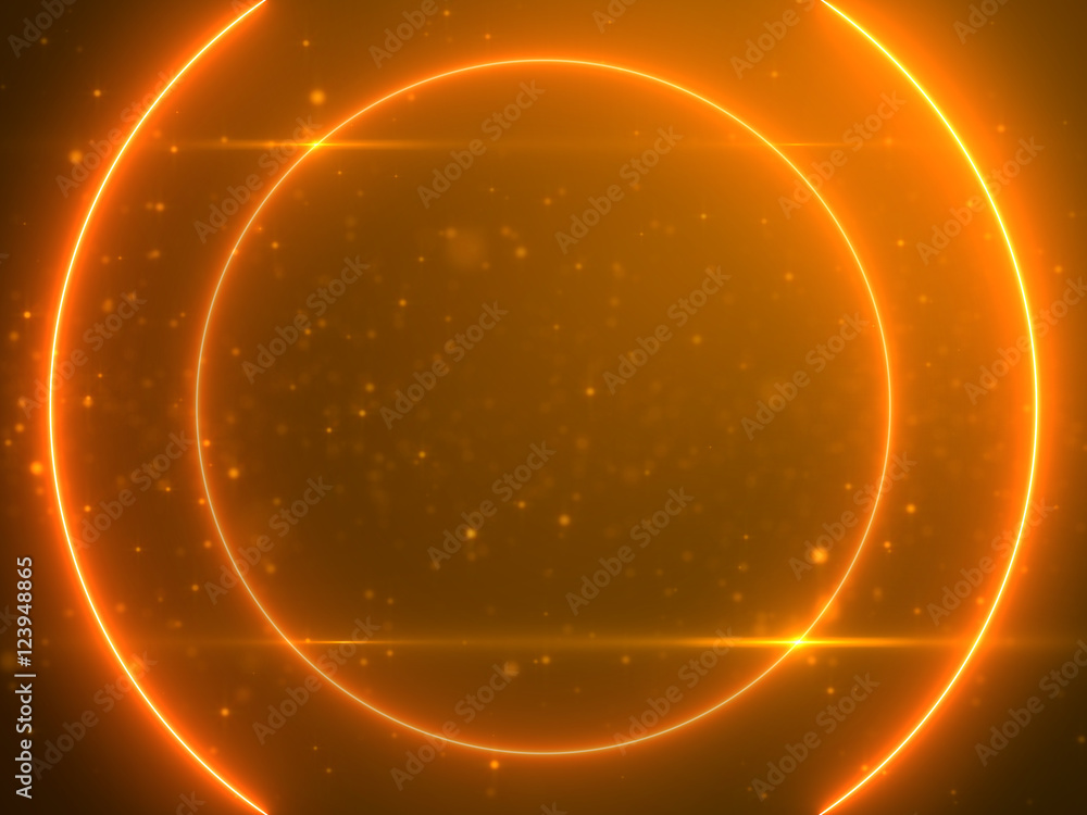 Beautiful Gold Circle Light with Lens Flare on Particles Background ...