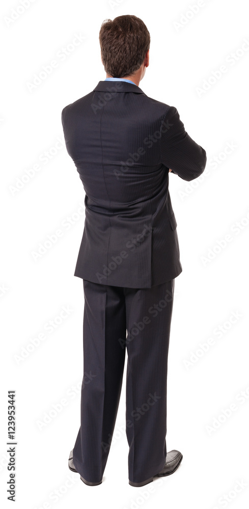 Full-length businessman lawyer financial advisor executive rear view ...