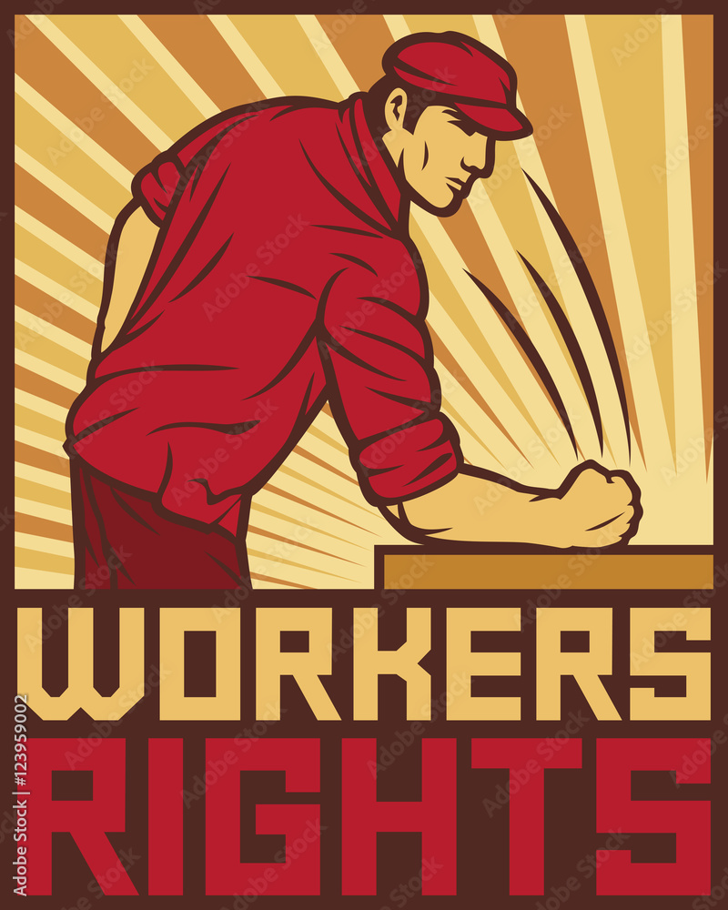 workers rights poster - fist hit of the table (design for labor day ...