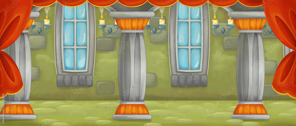 Cartoon scene of castle room for different usage - illustration for ...