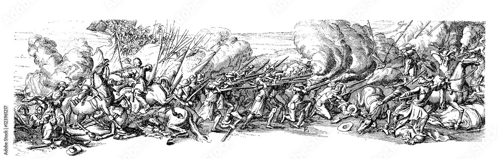 XVII century, Thirty Years War battle Stock Illustration | Adobe Stock