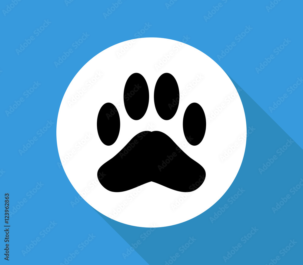 dog paw icon in flat design Stock Vector | Adobe Stock