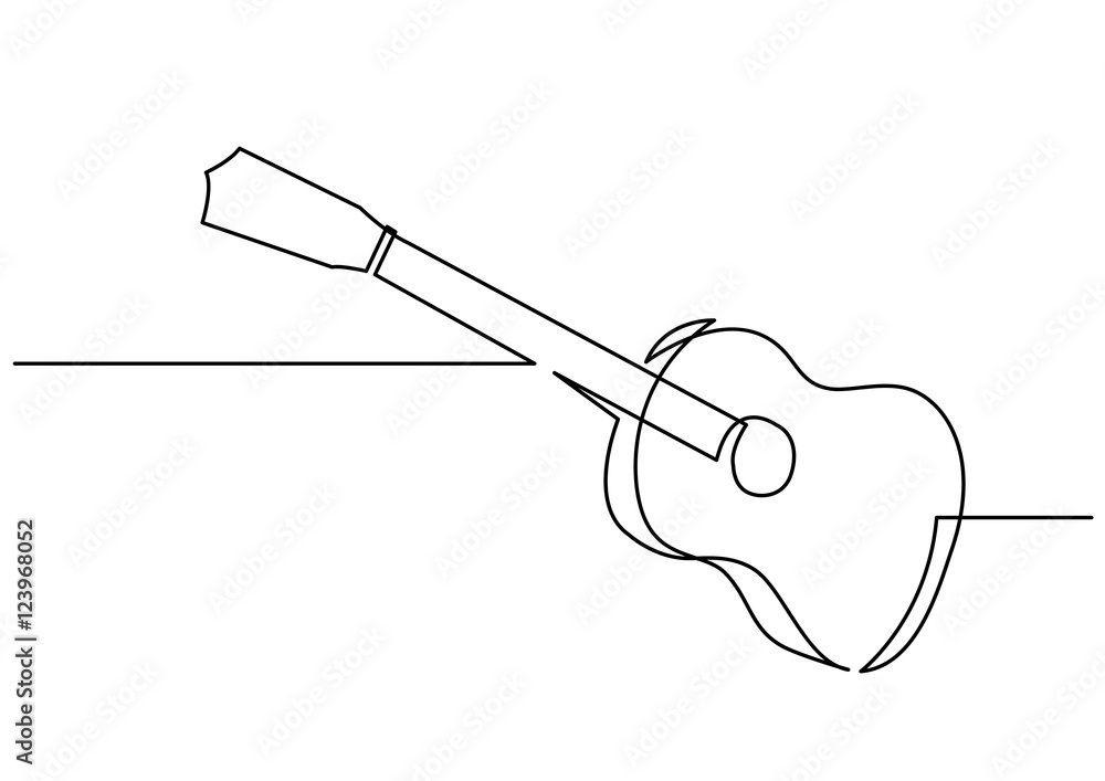 continuous line drawing of guitar Stock Vector | Adobe Stock