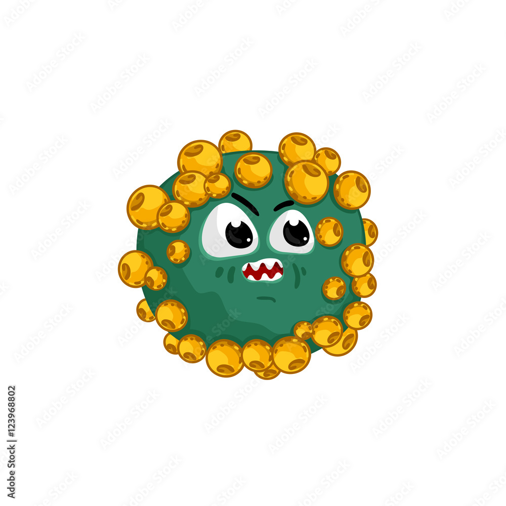 Cartoon virus character isolated vector illustration on white ...