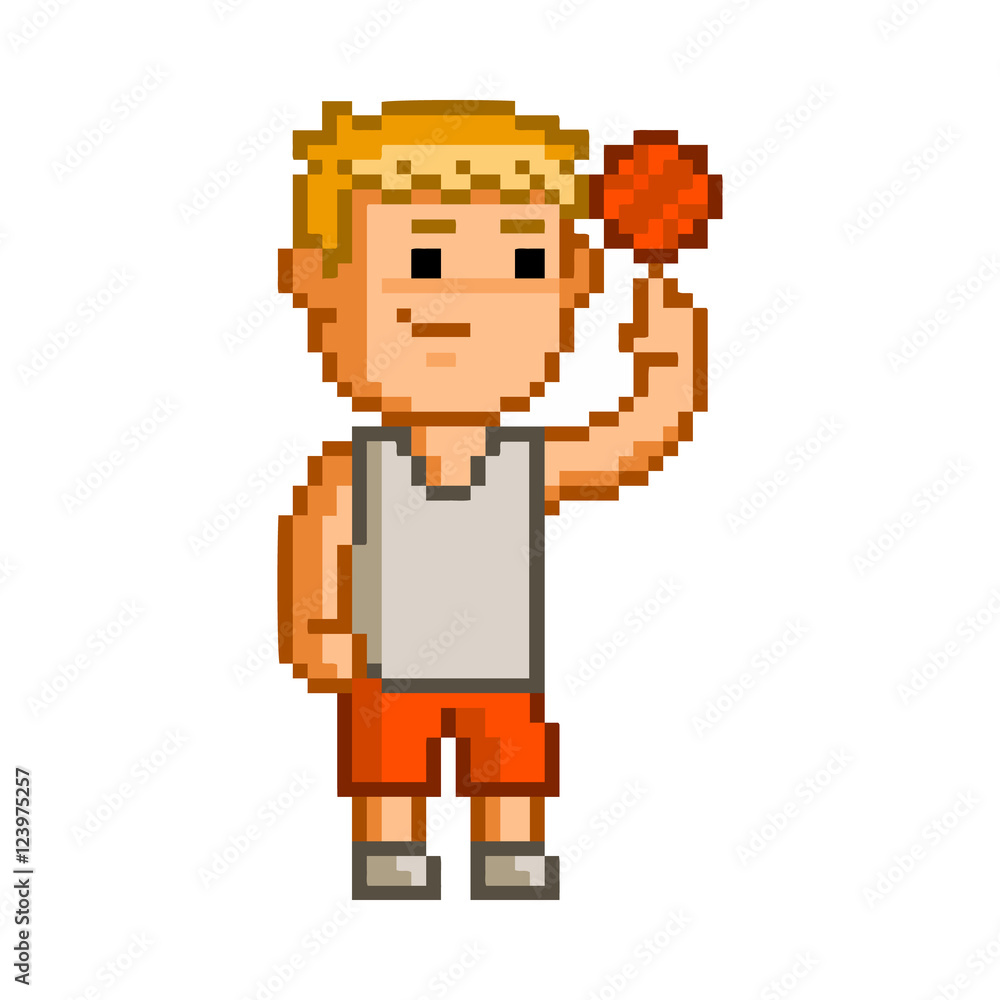 Pixel art basketball on white background Stock Vector | Adobe Stock