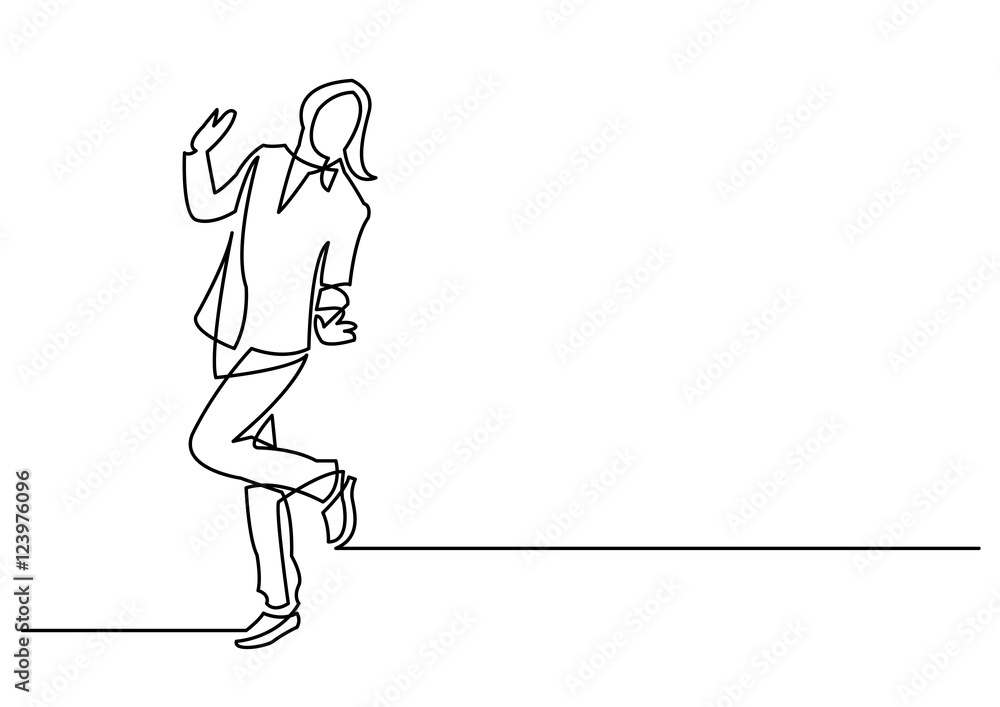 continuous line drawing of happy woman Stock Vector | Adobe Stock