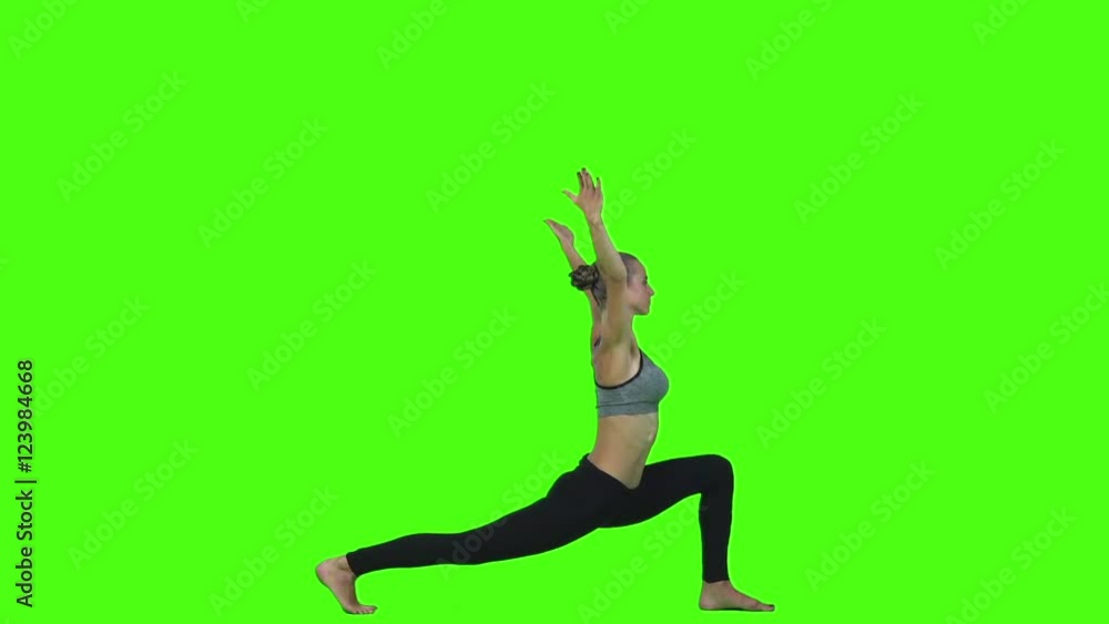 Fitness girl yoga. Green screen. Slow motion Stock Video | Adobe Stock