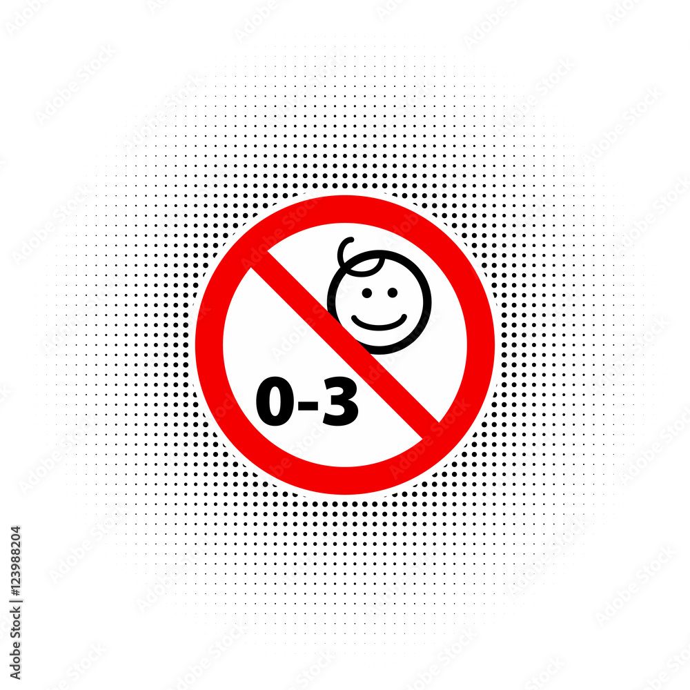 Not for children under 3 years of age icon Stock Vector | Adobe Stock