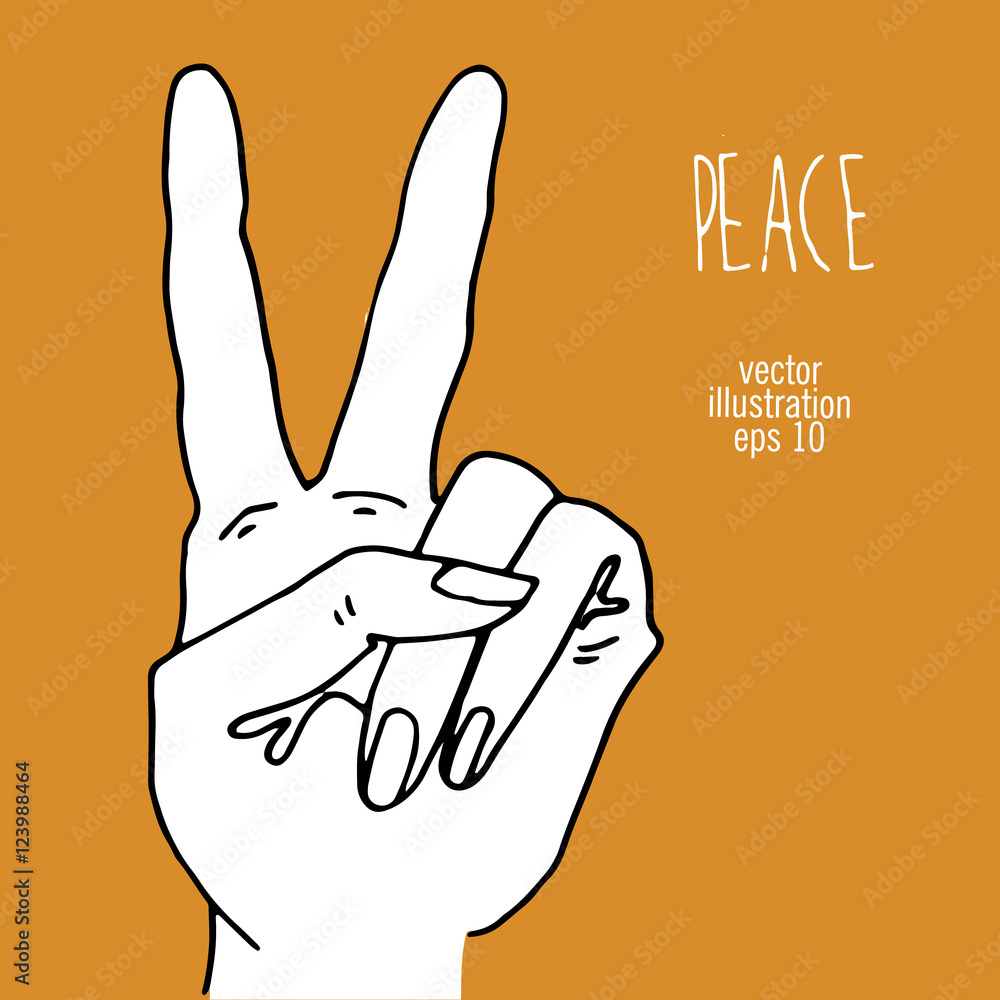 Hand gesture peace or victory sign. Vector illustration. Stock Vector ...