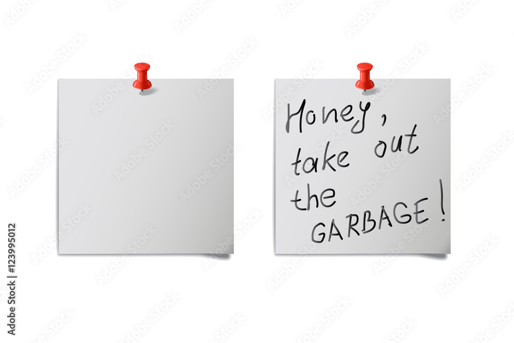 Vector realistic note with pin template. Sample note. Stock Vector ...