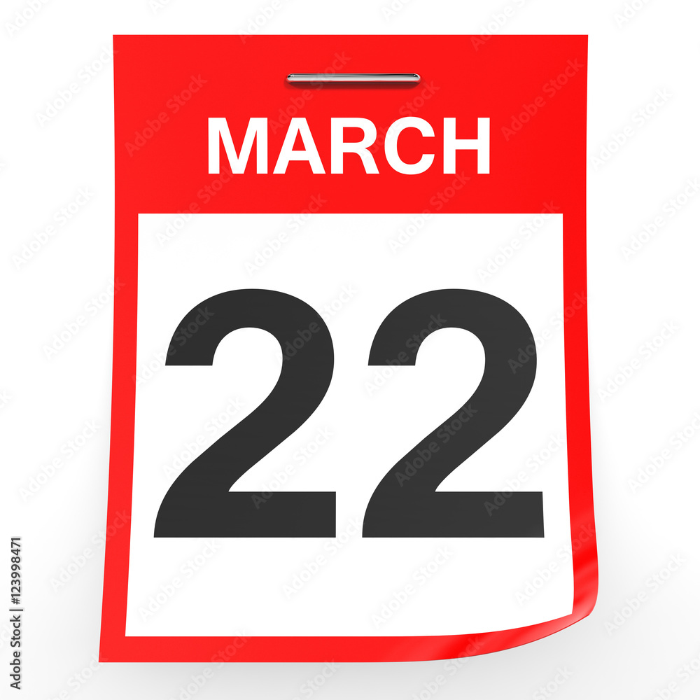 March 22. Calendar on white background. Illustration Stock | Adobe Stock