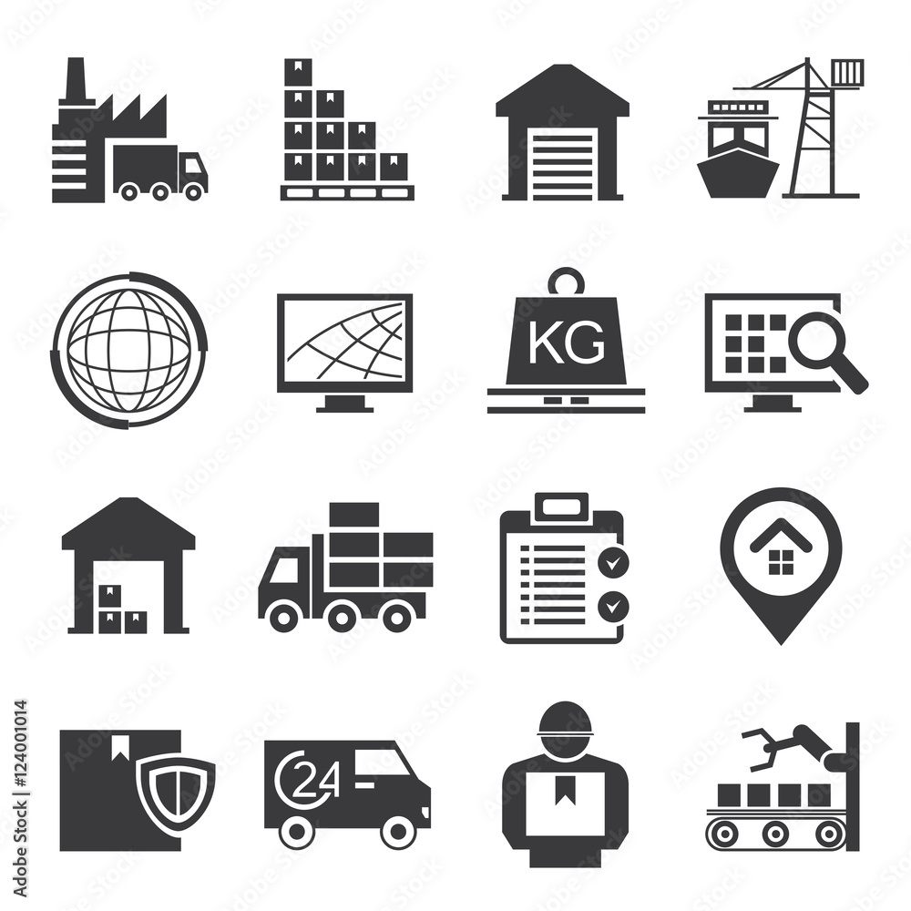 logistics, supply chain icons Stock Vector | Adobe Stock