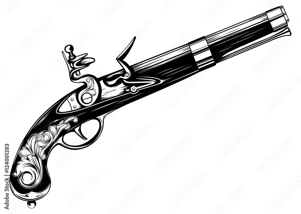old flintlock pistol Stock Vector | Adobe Stock