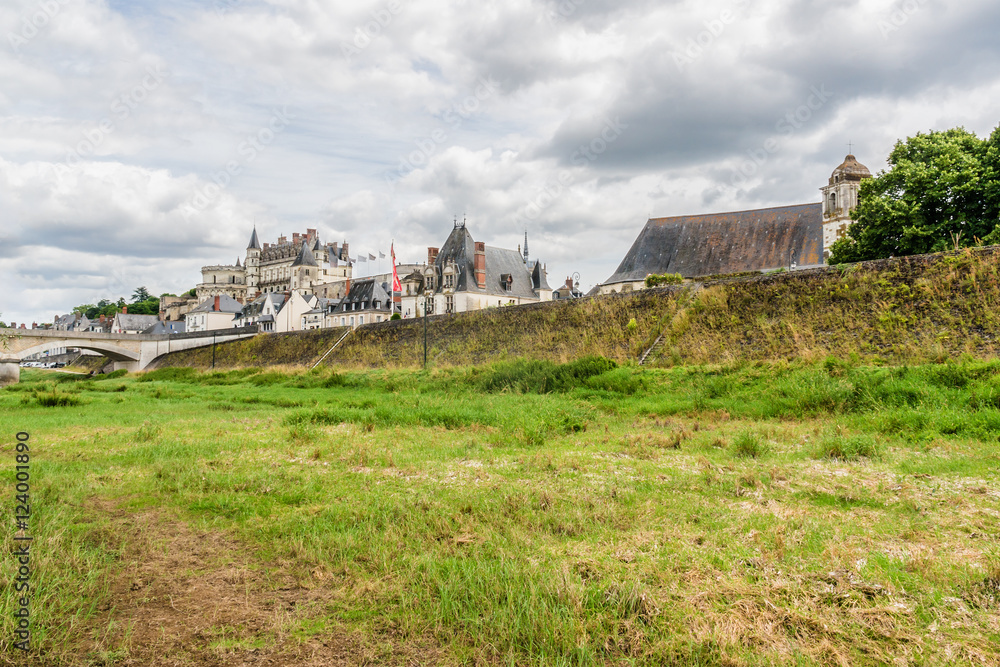 Amboise old town with medieval castle. Loire Valley. France. Stock ...