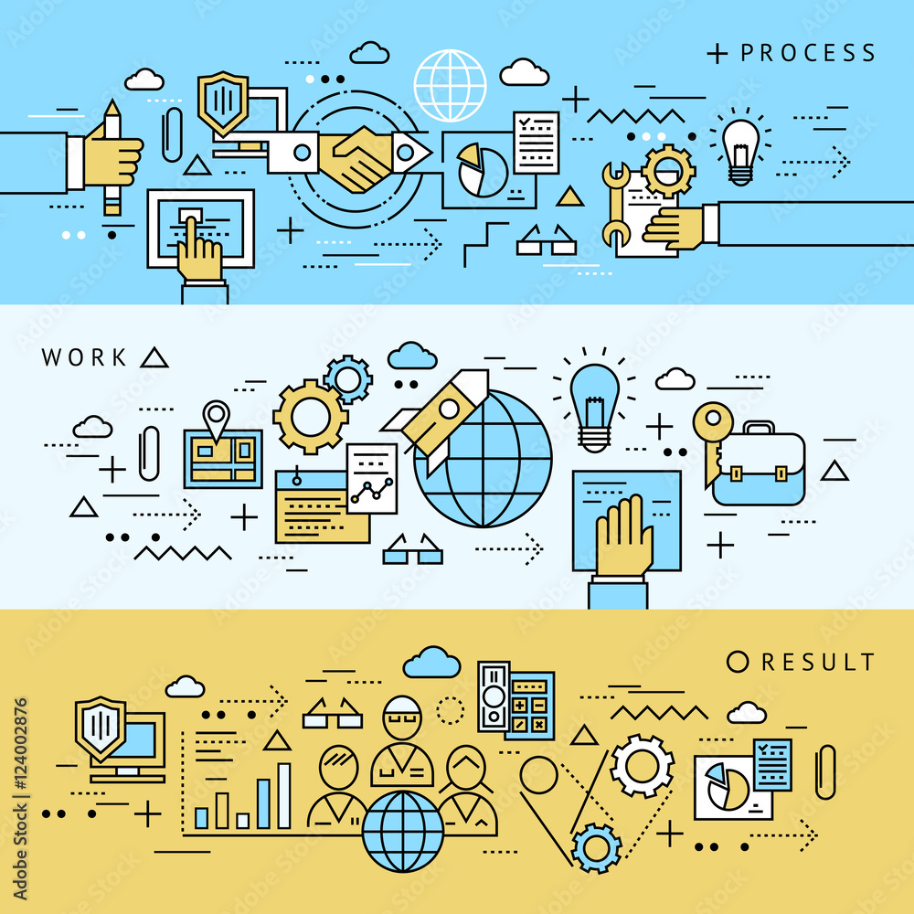 Assembly Banner Set Stock Vector | Adobe Stock