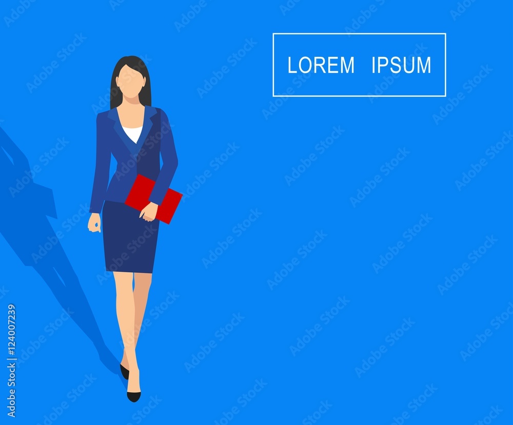 Vector illustration of faceless businesswoman with a folder in his hand ...
