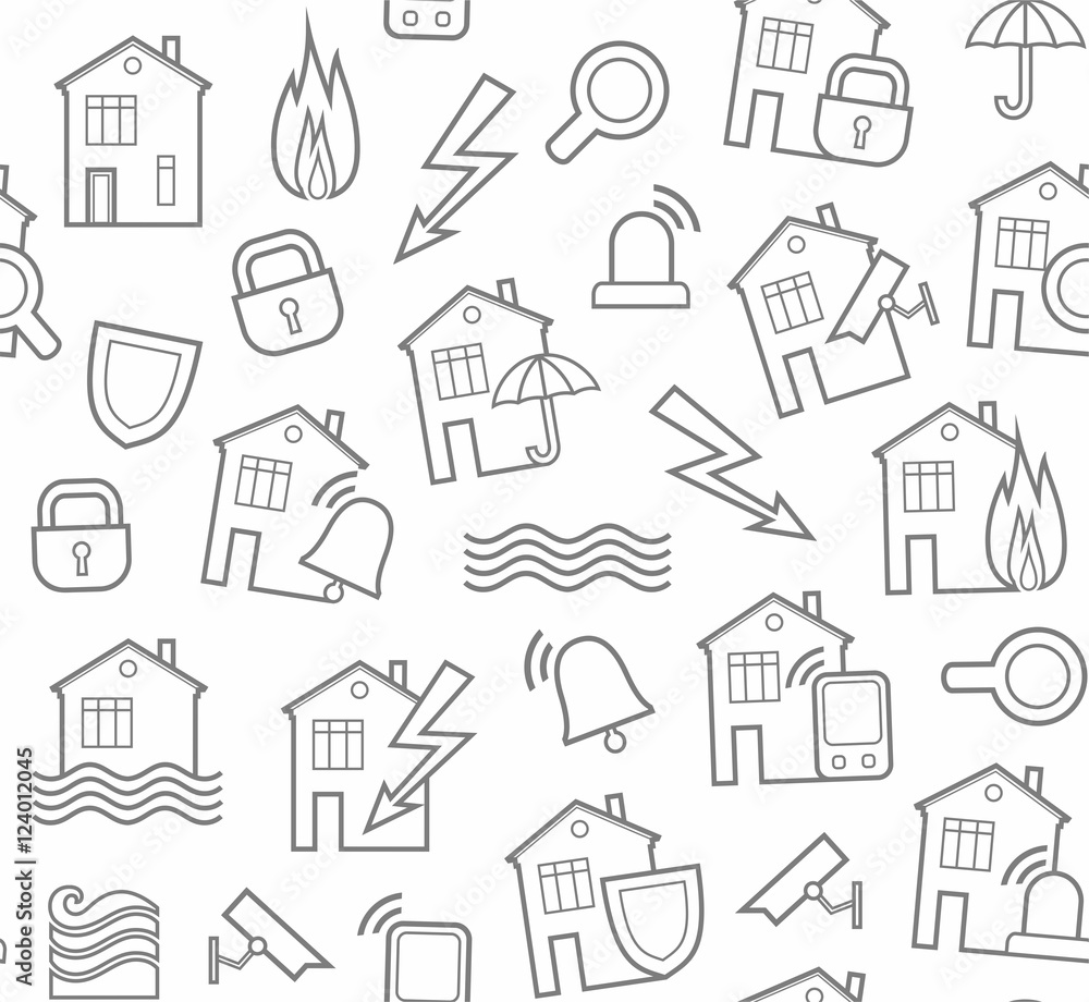 Security of housing and office buildings, background, seamless, white ...