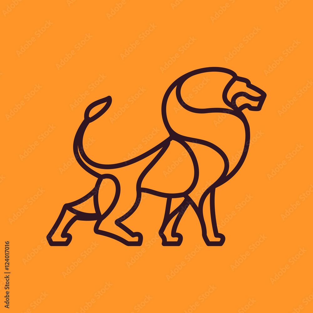 Lion vector line character. Stock Vector | Adobe Stock