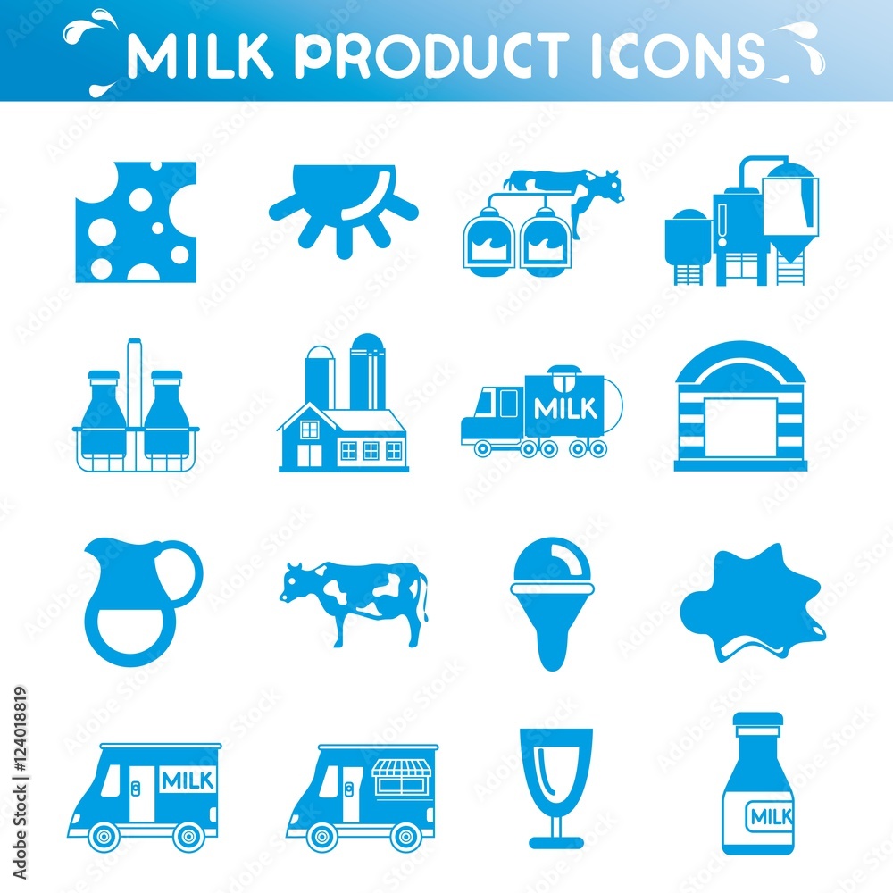 milk icons Stock Vector | Adobe Stock