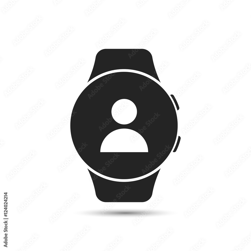 Smart watch icon with contact symbol. Vector isolated illustration ...