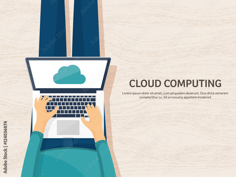 Vector illustration. Workplace, table with documents, computer. Flat ...