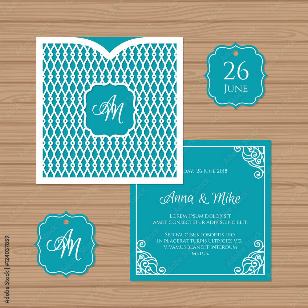 Wedding invitation or greeting card with floral ornament. Paper lace ...