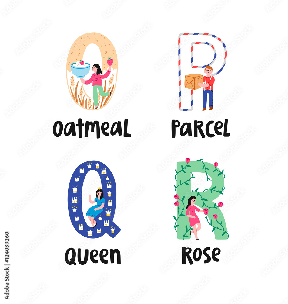 Alphabet letters o to r Stock Vector | Adobe Stock