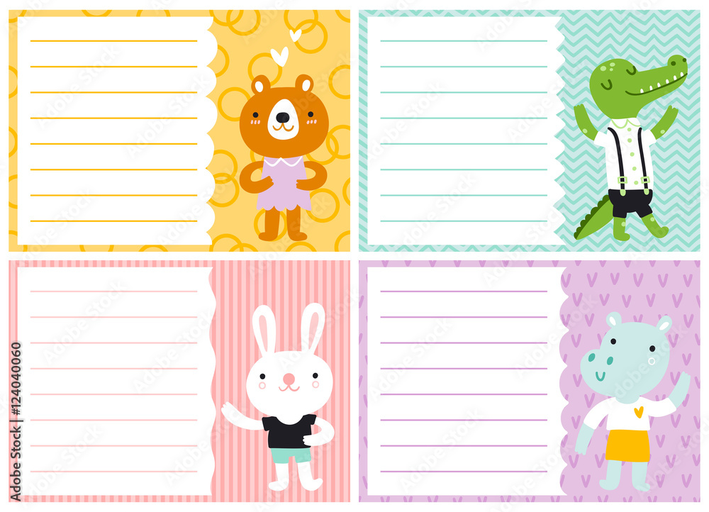 Cute note cards for kids Stock Vector | Adobe Stock