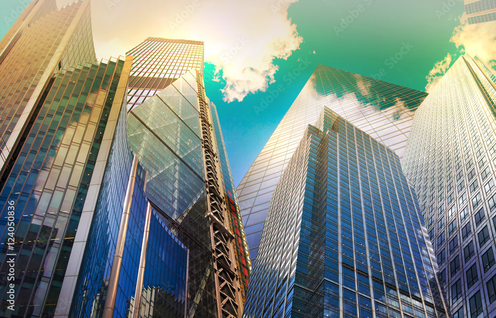 Architectural composition made of corporative buildings. Abstract ...