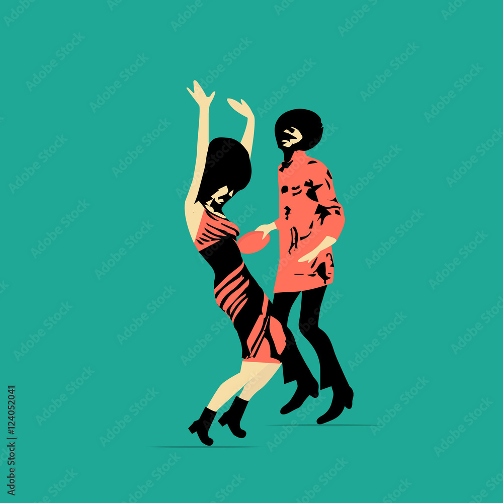 Dancing funk couple. Party time. Vector illustration Stock Vector ...